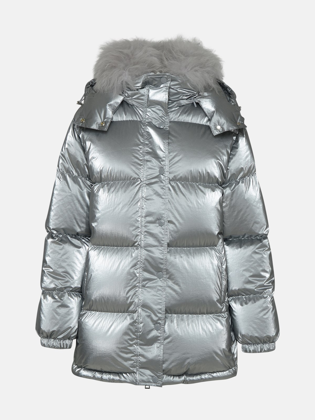 Moncler Hanau Silver Nylon Puffer Jacket | ModeSens
