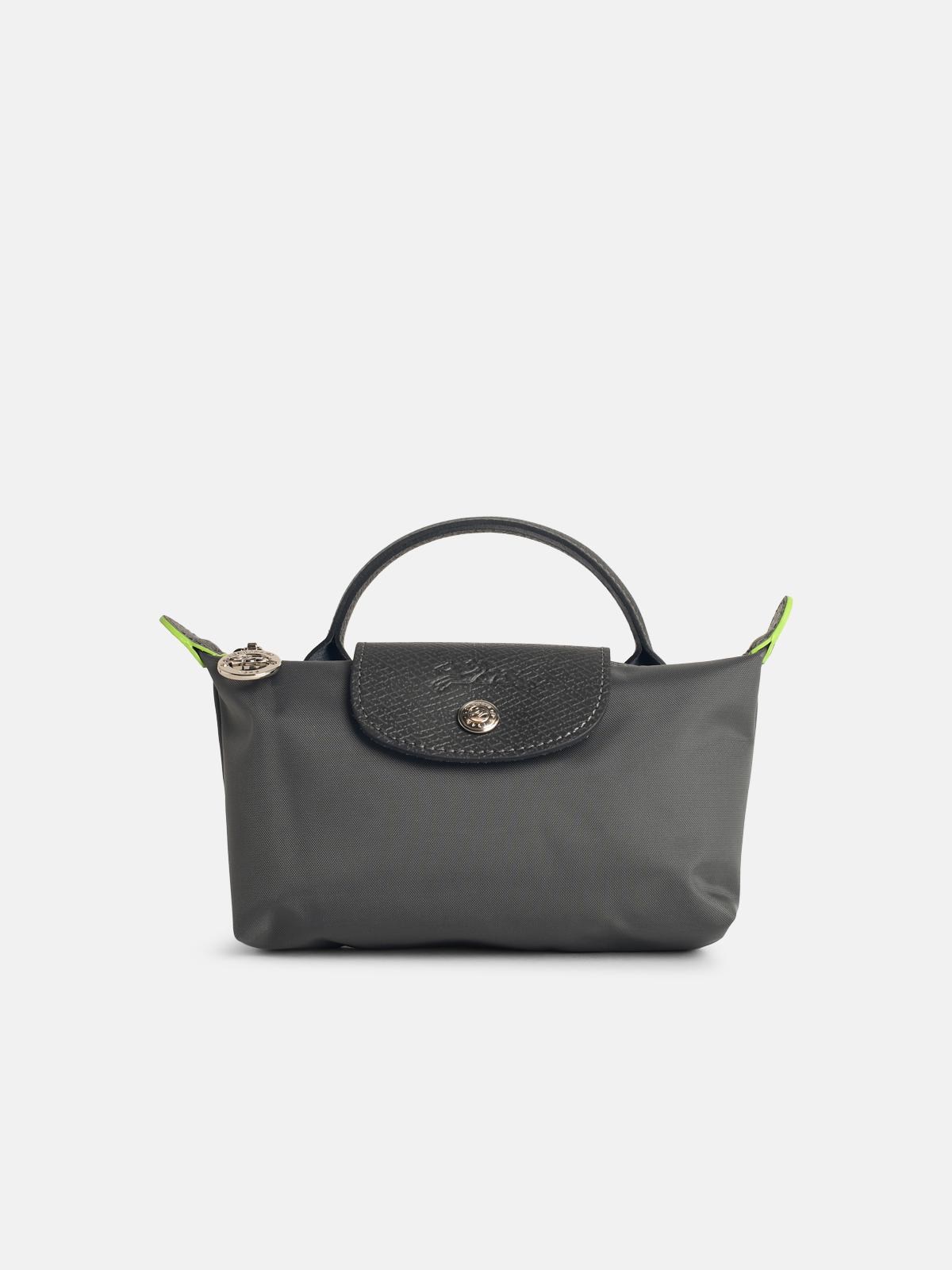 Longchamp Clutch Bag With 'le Pliage Green' Handle In Graphite Recycled ...